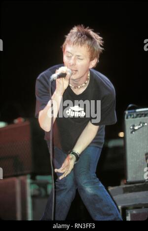 Thom Yorke lead singer of Radiohead perfroms on stage Stock Photo - Alamy