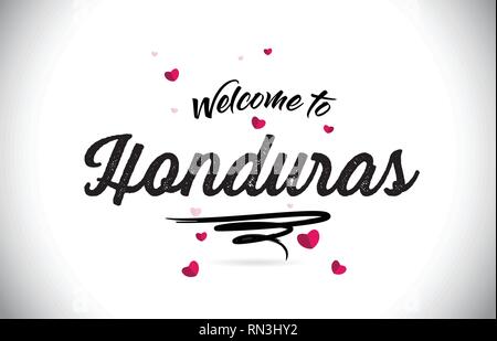 I Love Honduras. Red and Pink Hearts Pattern Vector Map of Honduras ...