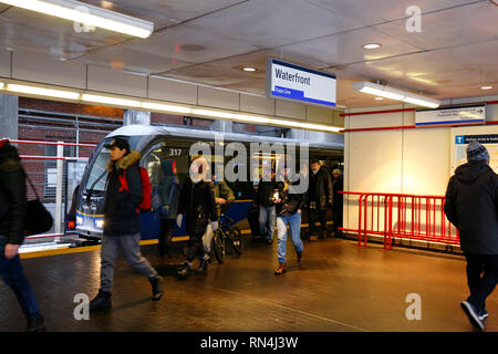 canada line skytrain at waterfront station platform Vancouver BC Canada ...