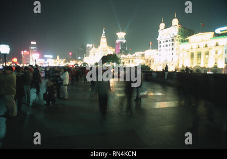 Caption: Shanghai, China - Nov 2002. Pudong at dusk, as seen from The ...