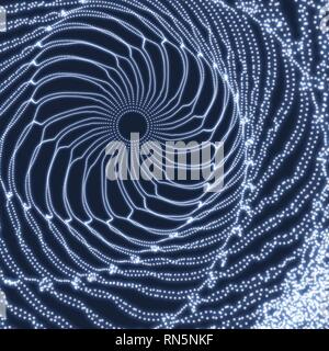 Tunnel. Array with Dynamic Particles. Futuristic Style. Cyberspace Grid. 3D Vector Illustration ...