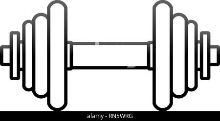 Weights symbol icon - black gradient realistic dumbbell outline, isolated - vector illustration ...
