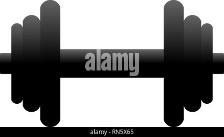 Weights symbol icon - black gradient realistic dumbbell outline, isolated - vector illustration ...