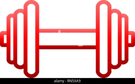 Weights symbol icon - red gradient minimalist dumbbell, isolated ...