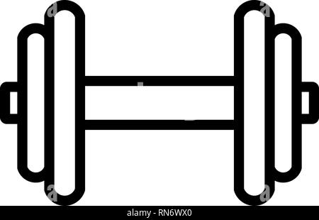Weights symbol icon - black realistic dumbbell outline, isolated - vector illustration Stock ...