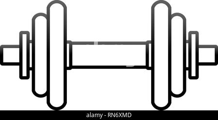 Weights symbol icon - black gradient realistic dumbbell outline, isolated - vector illustration ...
