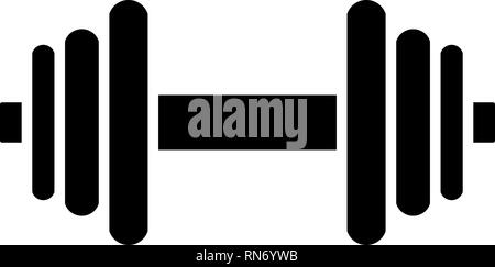 Weights symbol icon - black minimalist dumbbell outline, isolated - vector illustration Stock ...