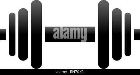 Weights symbol icon - black gradient realistic dumbbell outline, isolated - vector illustration ...