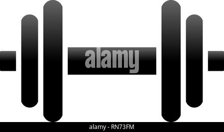 Weights symbol icon - black gradient realistic dumbbell silhouette, isolated - vector ...