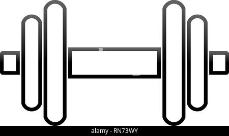Weights symbol icon - black gradient realistic dumbbell outline, isolated - vector illustration ...
