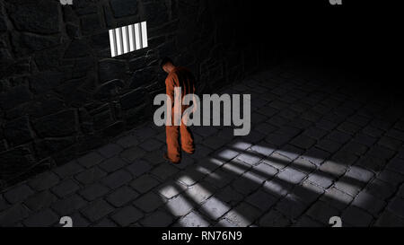 Prison cell, inside a prison cell. Window of a penitentiary. Shadows ...