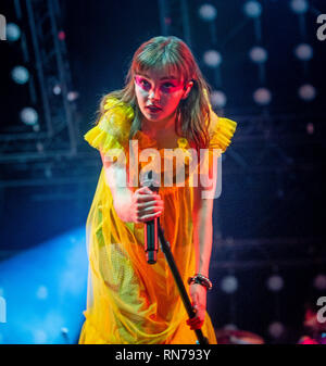 Lauren Mayberry of the scottish synth-pop band Chvrches performing live ...
