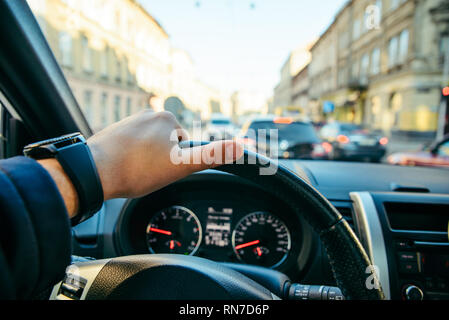 First person view of man driving on highway Stock Photo: 53354236 - Alamy