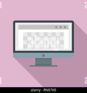 Desktop computer photo redaction icon. Simple illustration of desktop ...