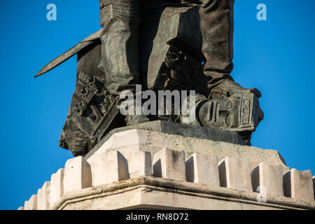 Detail of the statue of Spanish conquistador Hernan Cortes Stock Photo ...