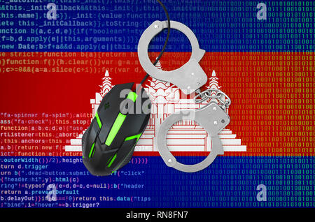Cambodia flag and modern backlit computer mouse. The concept of digital ...