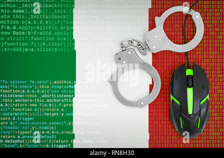 Italy flag and modern backlit computer mouse. The concept of digital ...