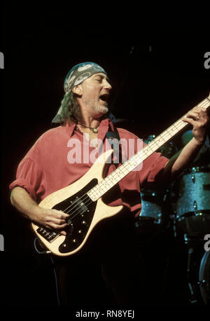 Deep Purple vocalist Ian Gillan is shown performing on stage during a ...