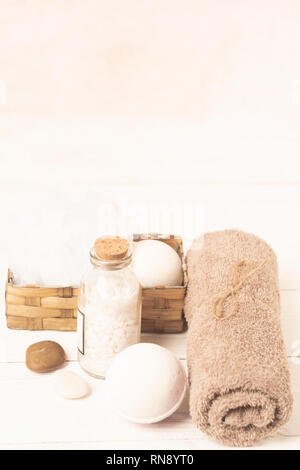 set for spa procedure with towel for bathroom procedures, burning ...