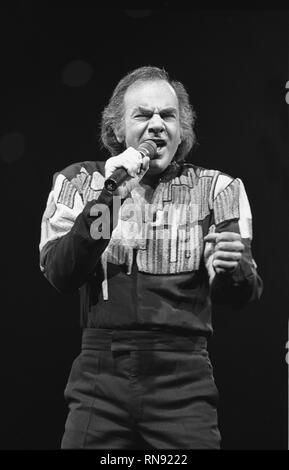 Singer & songwriter Neil Diamond is shown performing on stage during a ...