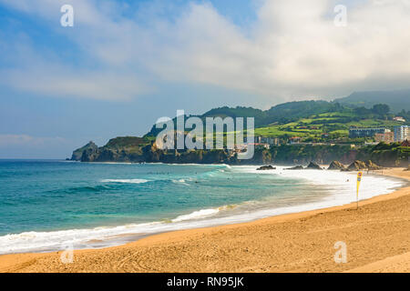 beautiful sandy beach with good waves for surfing in close to Bilbao ...