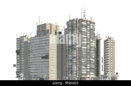 3D illustration slums buildings isolated on white background Stock ...