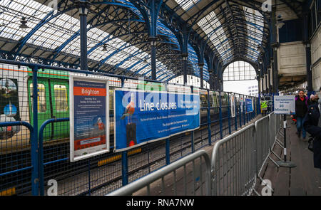 Brighton, UK. 18th Feb, 2019. Rail Replacement buses outside Brighton ...