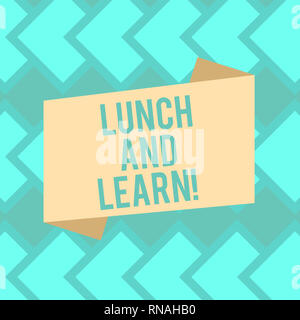 Text showing inspiration Lunch And Learn. Concept meaning Have meal and ...