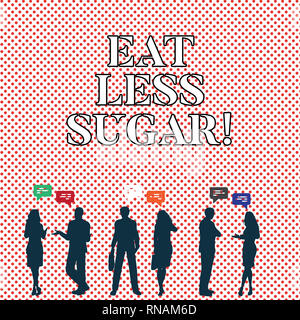 Writing note showing Eat Less Sugar. Business photo showcasing ...