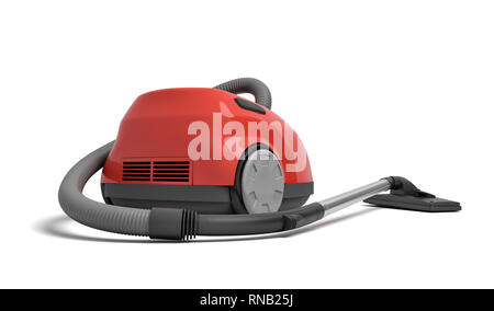 3d rendering of red electric vacuum cleaner isolated on white ...