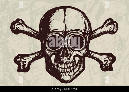 Gothic sign with skull and bones, grunge vintage design t shirts Stock ...