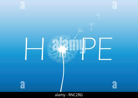 hope typography with dandelion on blue sky background Stock Vector ...