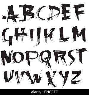 Handdrawn dry brush font. Modern brush lettering. Grunge style alphabet ...