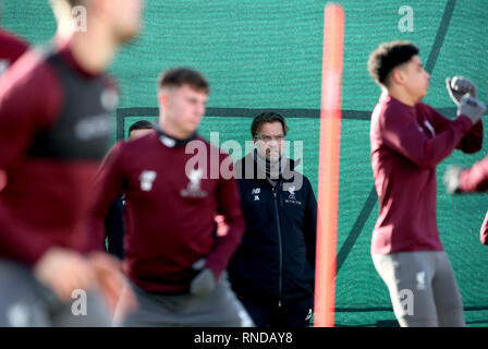 Liverpool manager Jurgen Klopp watches the warm up prior to the pre ...