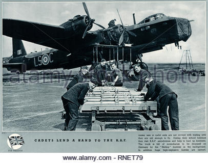 STIRLING BOMBER WW2 UK propaganda image poster 'Cadets Lend a Hand to ...