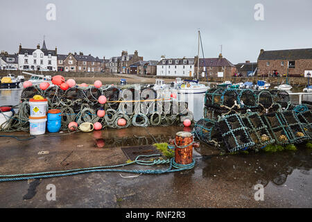 Fishing boats moored in Stonehaven Harbour - Kincardienshire Stock ...