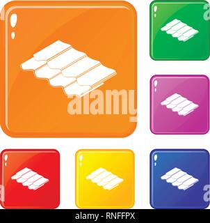 Roof Housetop Material Isometric Icons Set Vector Stock Vector Image ...