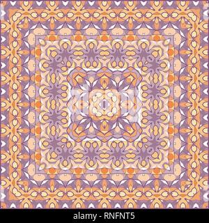 Bright colored handkerchief with damask pattern silk scarf or shawl ...