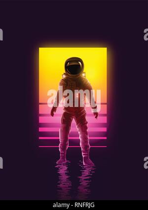 Neon astronaut helmet for space Cosmonaut equipment concept icon black ...