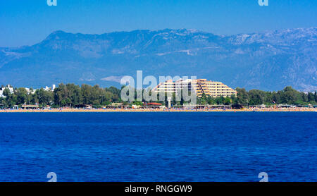 Alanya, Turkey - October 05, 2018. Beautiful hotels of Turkey against ...