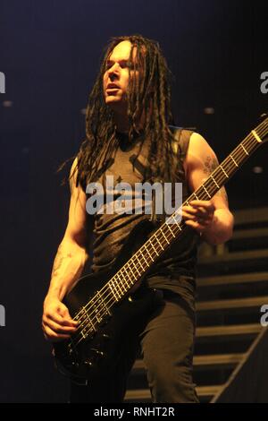 Disturbed singer David Draiman is shown in a straight jacket at the ...