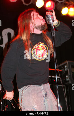 Drowning Pool lead singer Ryan McCombs is shown performing during a ...