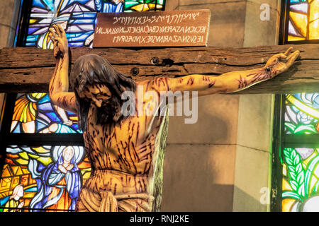 life size wooden cross in woods christian symbol Stock Photo - Alamy