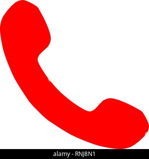 Phone symbol icon - red simple outline, isolated - vector illustration ...