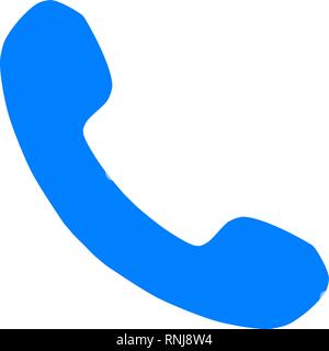 Phone symbol icon - blue simple outline, isolated - vector illustration ...