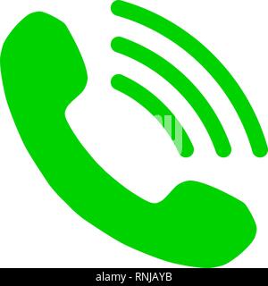 Phone with waves symbol icon - green simple outline, isolated - vector illustration Stock Vector ...