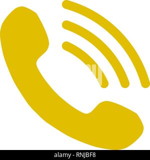 Phone with waves symbol icon - golden gradient outline, isolated - vector illustration Stock ...
