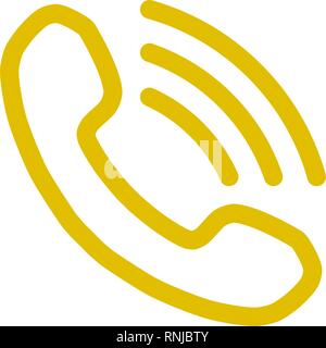 Phone with waves symbol icon - golden gradient outline, isolated - vector illustration Stock ...