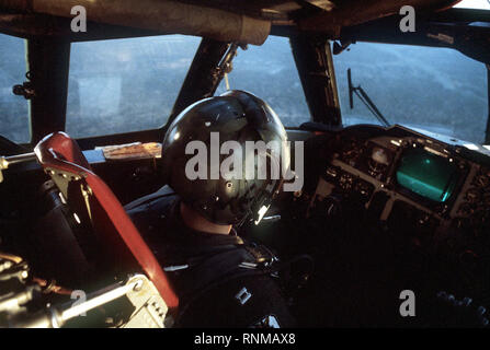 1981 - A pilot flies a B-52H Stratofortress aircraft during exercise ...