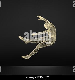 3d Man Slipping and Falling. Silhouette of a Man Fallen Down. 3D Model ...